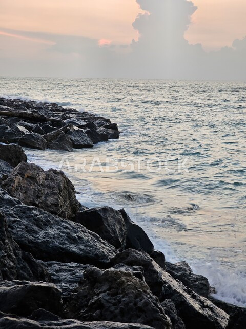 Natural rocky beaches and coasts in the United Arab Emirates, Al Zorah ...