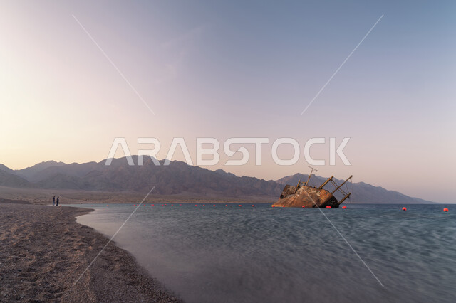 Traveling in the Kingdom of Saudi Arabia, a shipwreck on one of the ...