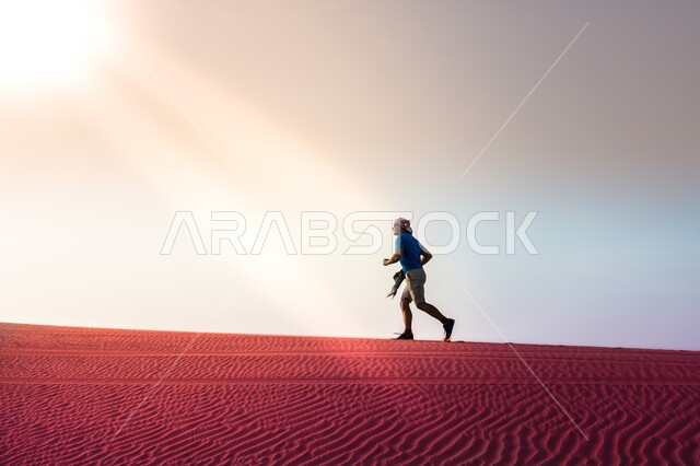 The concept of maintaining health and fitness, an Arab Emirati Gulf man ...