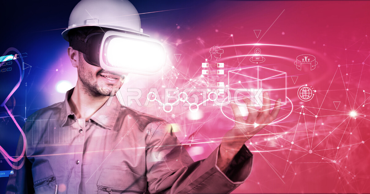 Using the 3D hologram feature, interacting with holographic icons, a close-up portrait of a ...