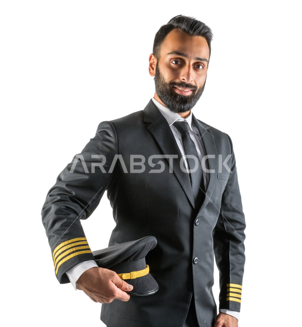 Portrait of a successful Saudi Gulf pilot, who works in the aviation ...
