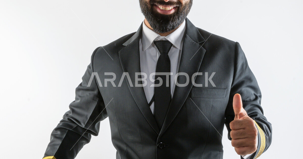 Portrait of a successful Saudi Gulf pilot, who works in the aviation ...