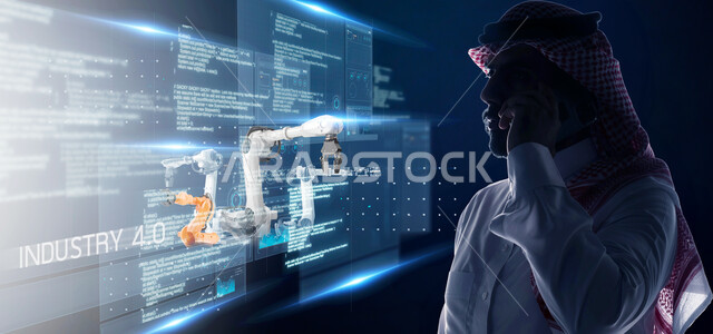 The development of digital technology, a silhouette close to the side ...