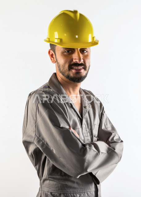 Portrait of a young Saudi Gulf man working as a technical engineer ...