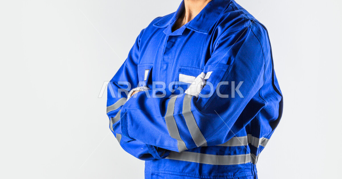 Portrait of a successful Saudi Gulf firefighter, emergency firefighting ...