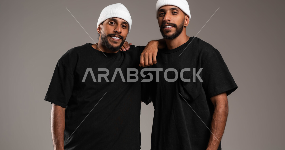 Love and friendliness between brothers, looking towards the camera ...