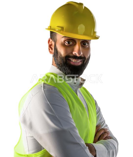 Portrait of a skilled Saudi engineer, professional in planning, man ...