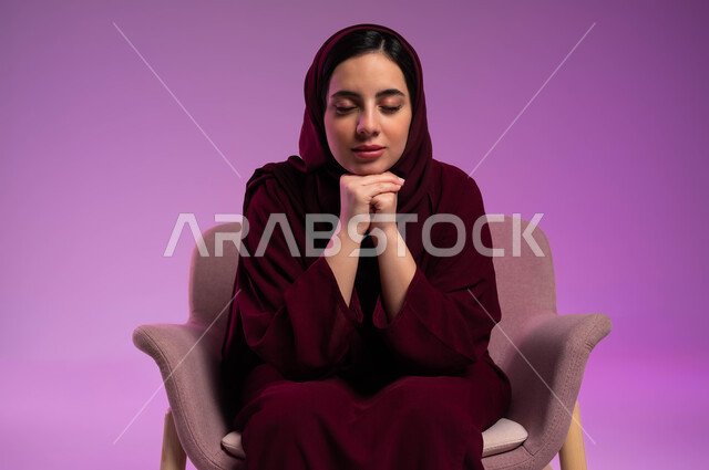 Closing the eyes to contemplate and wander the mind, a portrait of a ...