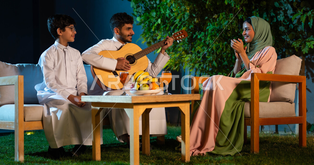 An evening singing session in one of the luxurious chalets, a Saudi ...