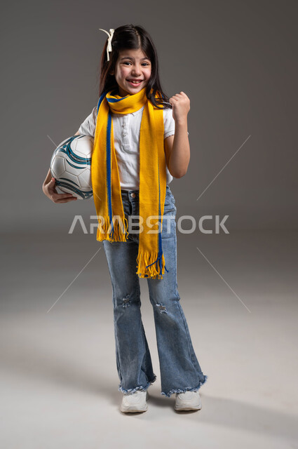 Looking at the camera with gestures indicating enthusiasm and strength ...