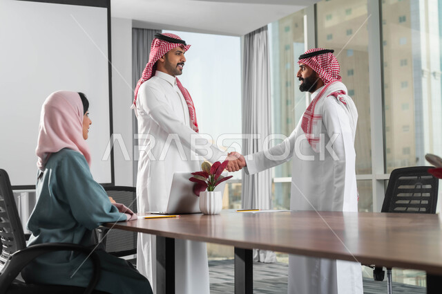 Welcome, reception and handshake, teamwork and team spirit, concluding ...