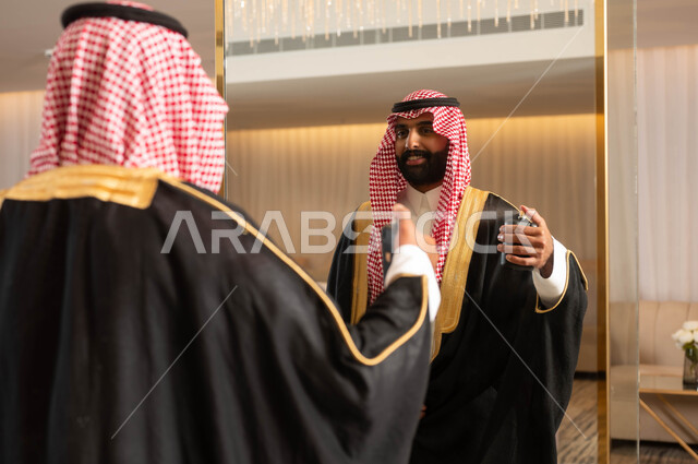 Perfumes with luxurious and unique scents, a Saudi Gulf Arab groom ...