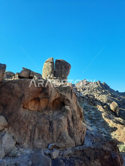 Rock sculpture in the sedimentary mountain terrain, rock formations and ...