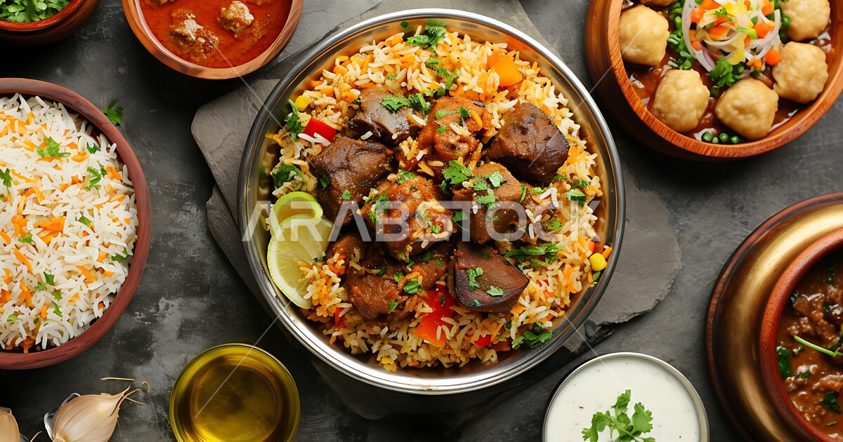 Saudi Gulf restaurants for oriental food, a dish of mandi rice with ...