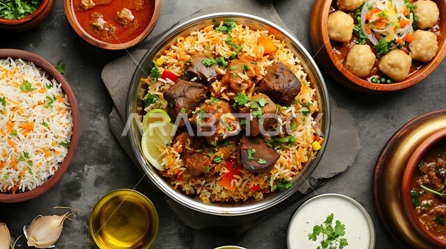 Saudi Gulf restaurants for oriental food, a dish of mandi rice with ...