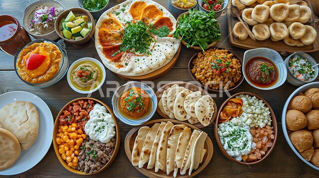 Delicious food dishes, oriental Arab food, a close-up photo of a ...