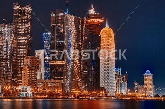 Tourist entertainment attractions, Al-Dafna Towers and skyscrapers ...