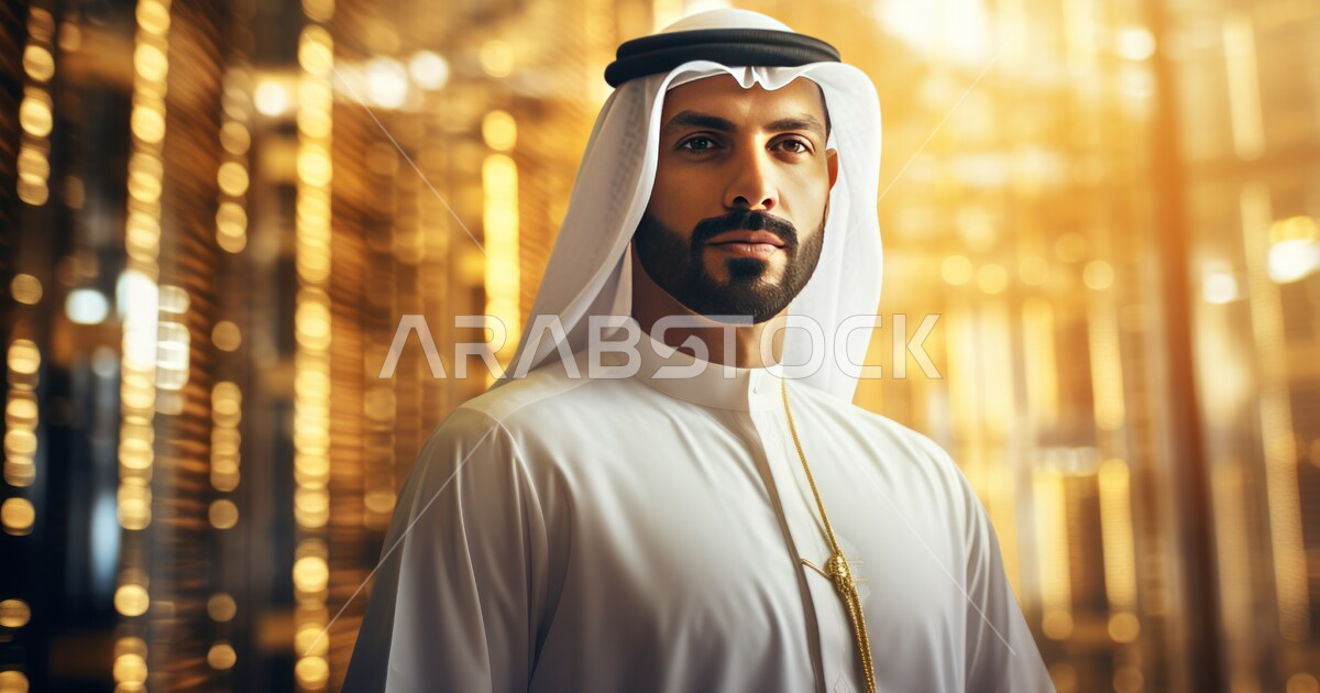 مفهوم التطوير لموجهه التحديات وتحقيق الطموحات، صورة مقربة لرجل عربي ...