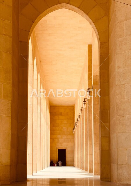Entrance to the Grand Mosque in the Kingdom of Bahrain, architectural ...