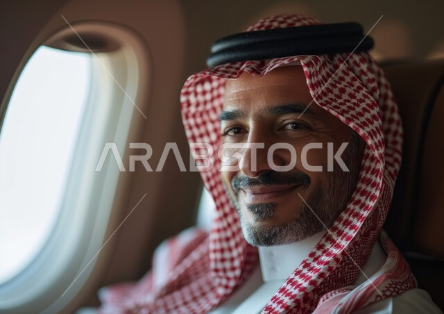 Tourist flights, Saudi Airlines, close-up photo from the side of a ...