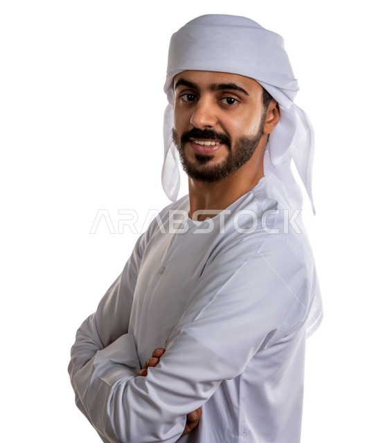 Portrait of an Emirati man happy with the National Day of the United ...