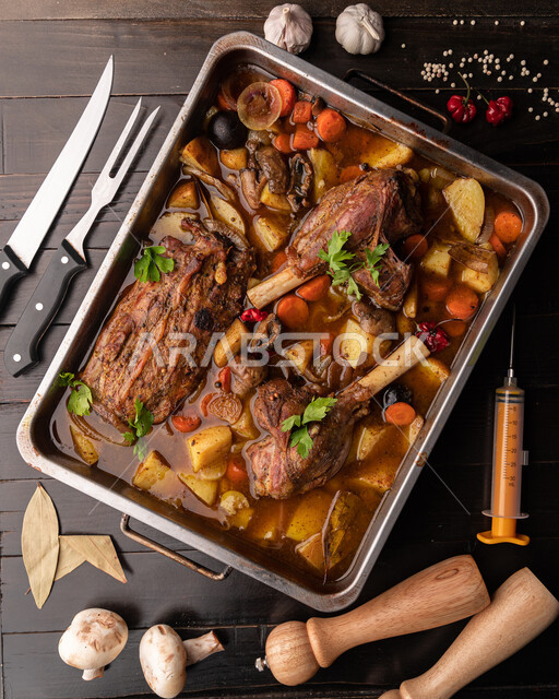 مطاعم و مطابخ صحية في المملكة العربية السعودية، صورة مقربة لطبق اللحم ...