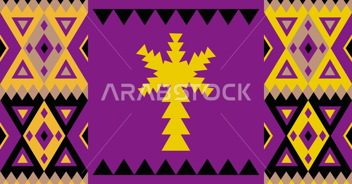 Arab heritage arts and inscriptions, folk style with Arabic Sadu ...