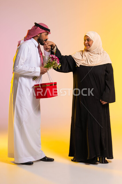 Showing respect and affection for the mother, family bonding and ...