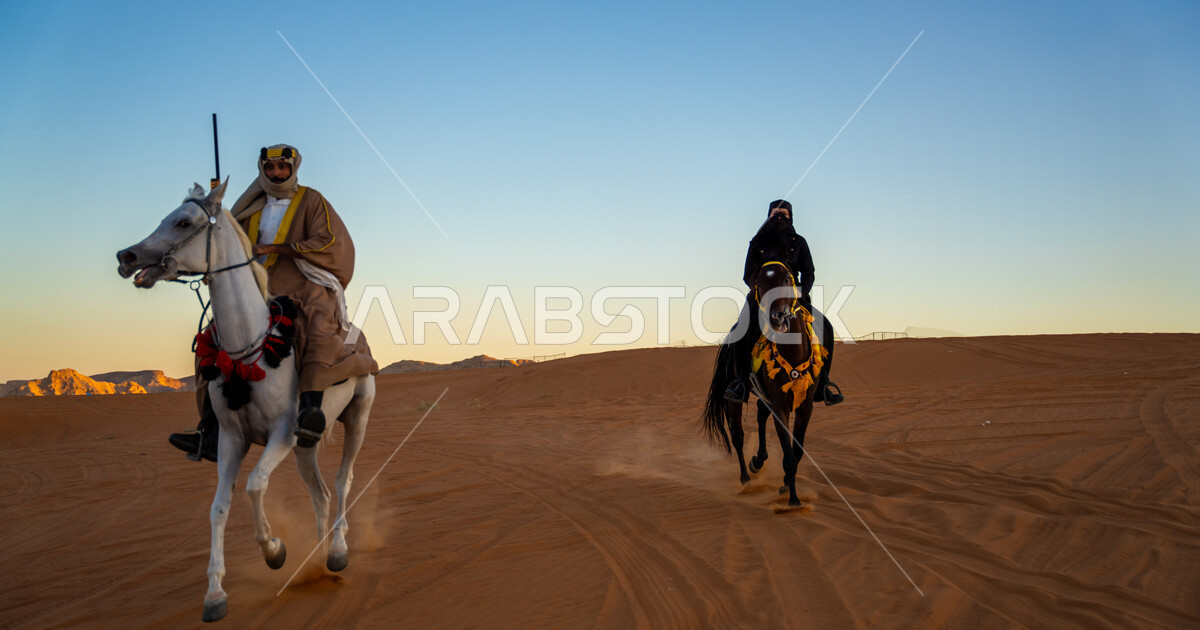 Events and activities of riding Arabian horses in the desert on the ...
