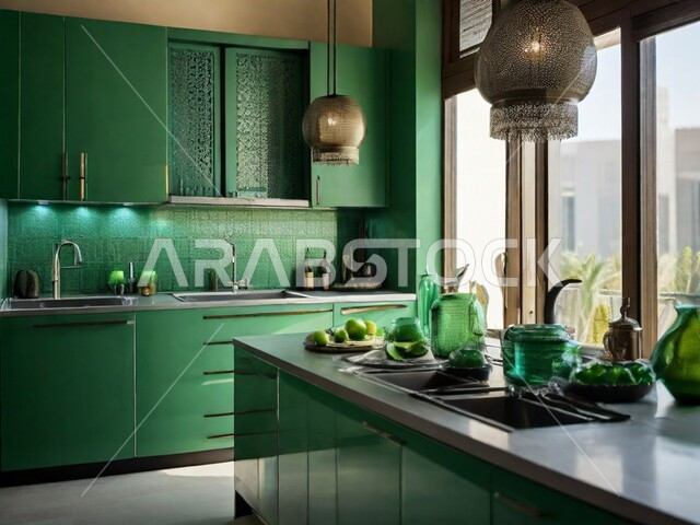 Saudi decor for advanced kitchens, modern green kitchens in residential ...