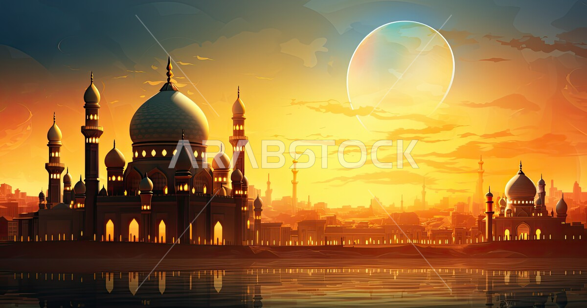 A center for gathering Muslims to perform worship and prayers, Arabic ...