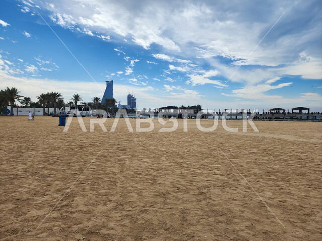 The Red Sea beach in the city of Jeddah in the Kingdom of Saudi Arabia ...