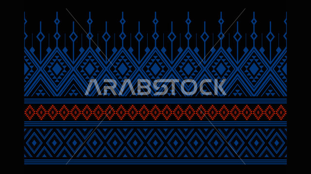 Traditional embroidery of Sadu ornament, traditional Saudi folk ...