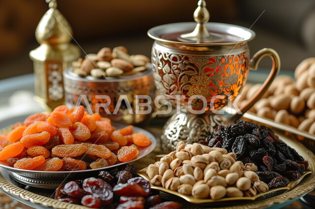 Local Saudi national agricultural products and crops, dishes full of ...
