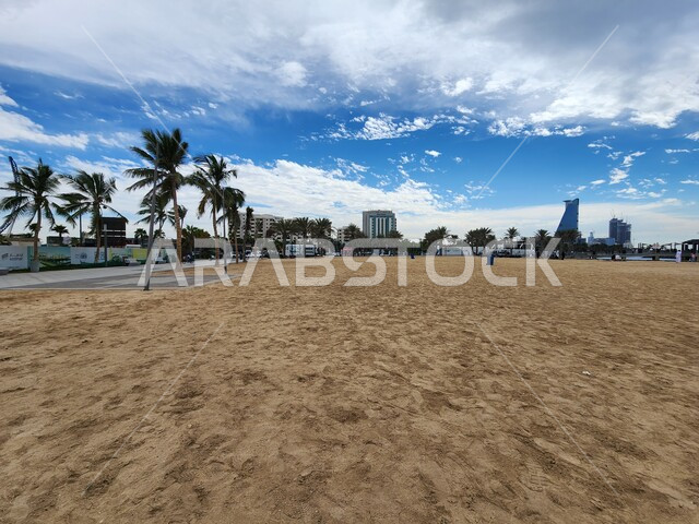 The Red Sea beach in the city of Jeddah in the Kingdom of Saudi Arabia ...