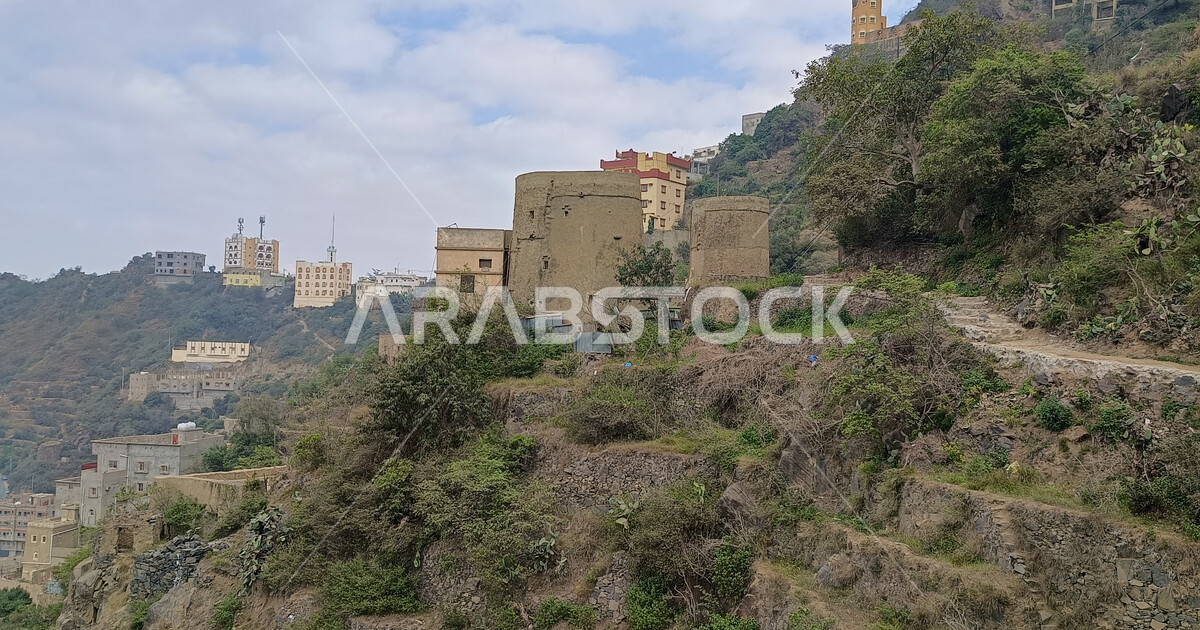 Agricultural terraces in Saudi Arabia, houses and residential buildings ...