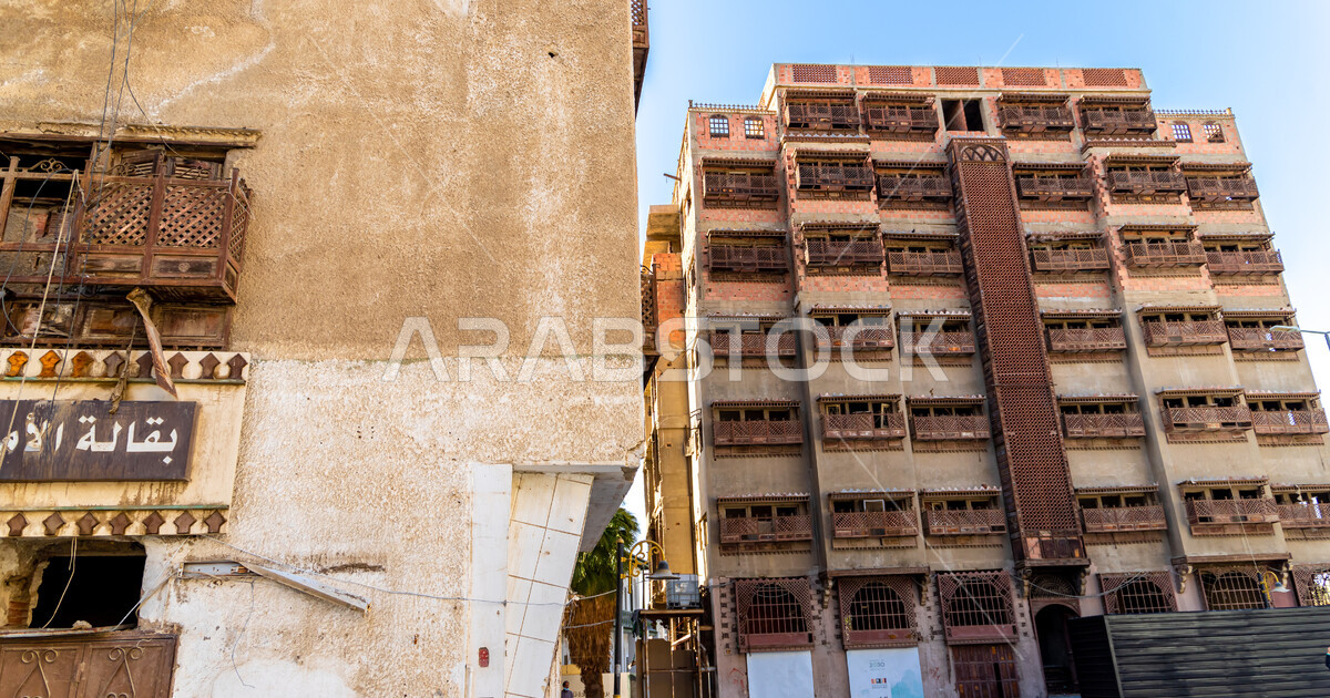 The old Rawashin in the historic city of Jeddah, with an ancient Arab ...