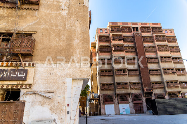 The old Rawashin in the historic city of Jeddah, with an ancient Arab ...