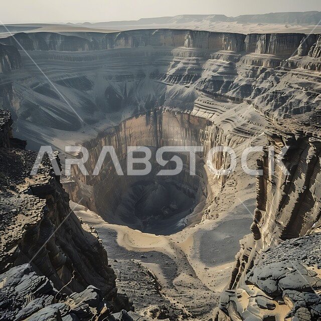 Desert nature in the Kingdom of Saudi Arabia, Al Waabah Crater in the ...