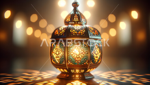 Traditional Arabic metal lamp, decorations and lights of the month of ...