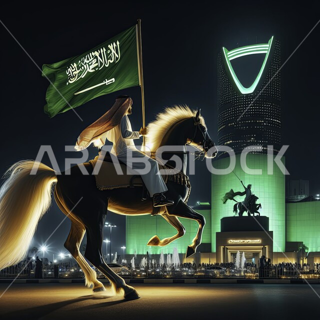 Symbol, emblem and identity of the nation, a Saudi Gulf Arab man ...