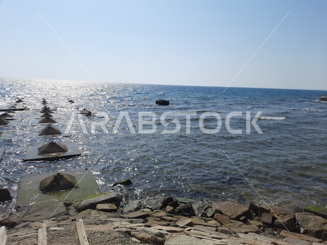 The waterfront on the Red Sea coast, enjoying the tranquil landscapes ...