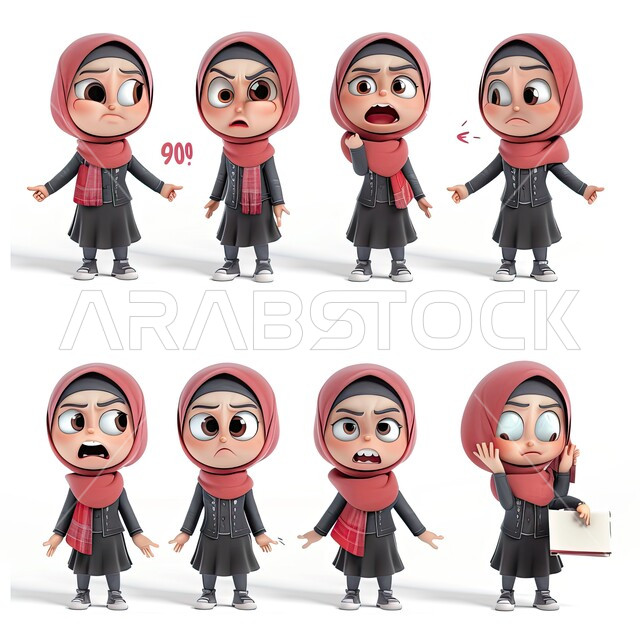 Various movements and gestures, multiple facial and body expressions ...