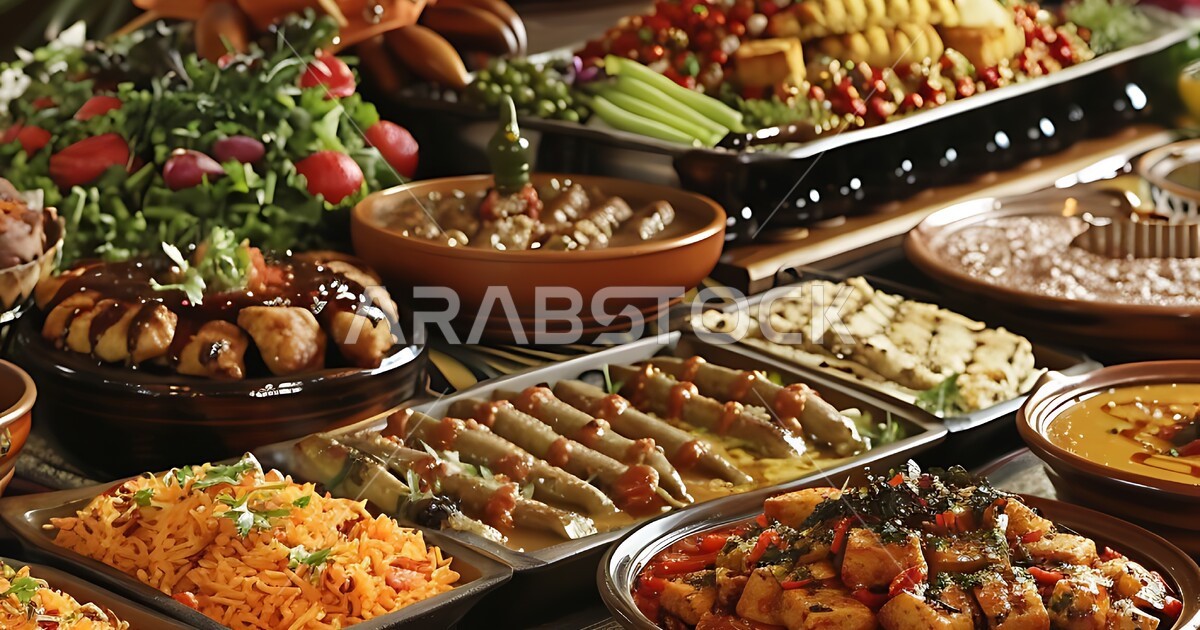 A meal of delicious traditional popular food, restaurants and kitchens ...