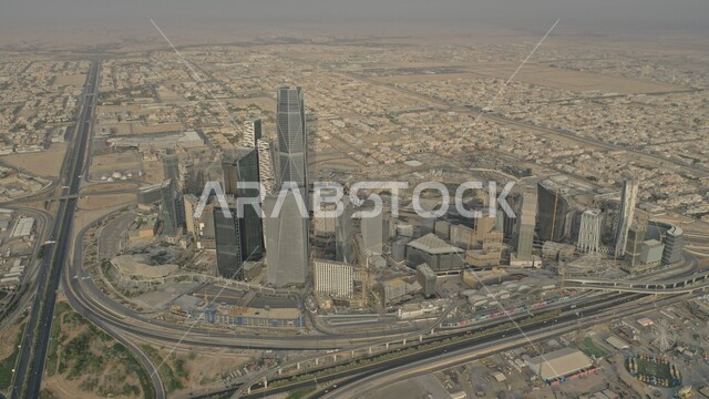 Population congestion in the capital, the skyline of Riyadh during the ...