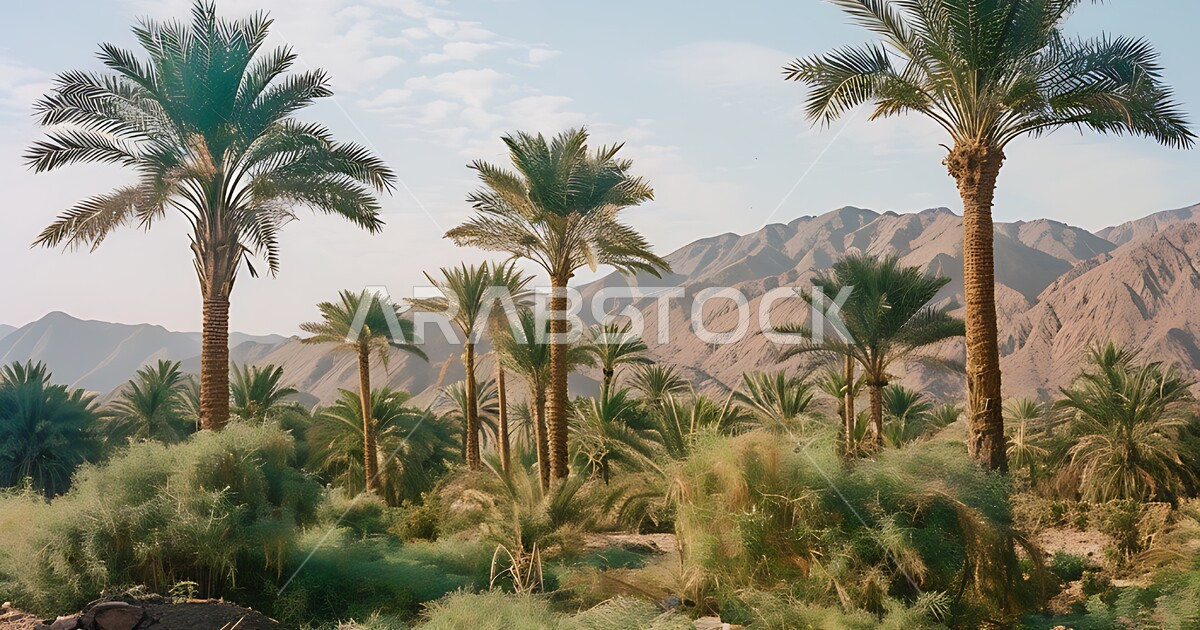 Green palm farms and oases in the Kingdom of Saudi Arabia, a natural ...