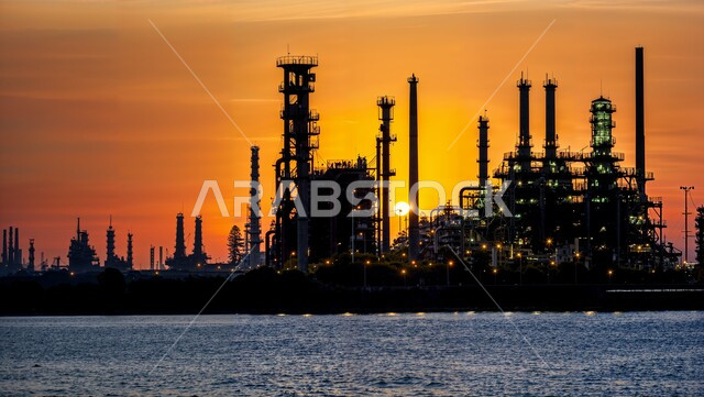 Saudi Arabia's factories and laboratories, a shadow image of an oil and ...