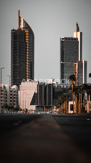Towers and skyscrapers in the city of Al-Khobar, paved and developed ...