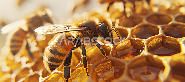 Extracting natural honey from beehives in the Kingdom of Saudi Arabia ...