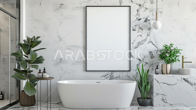 A luxurious bathroom in a hotel, the concept of bathroom interior ...